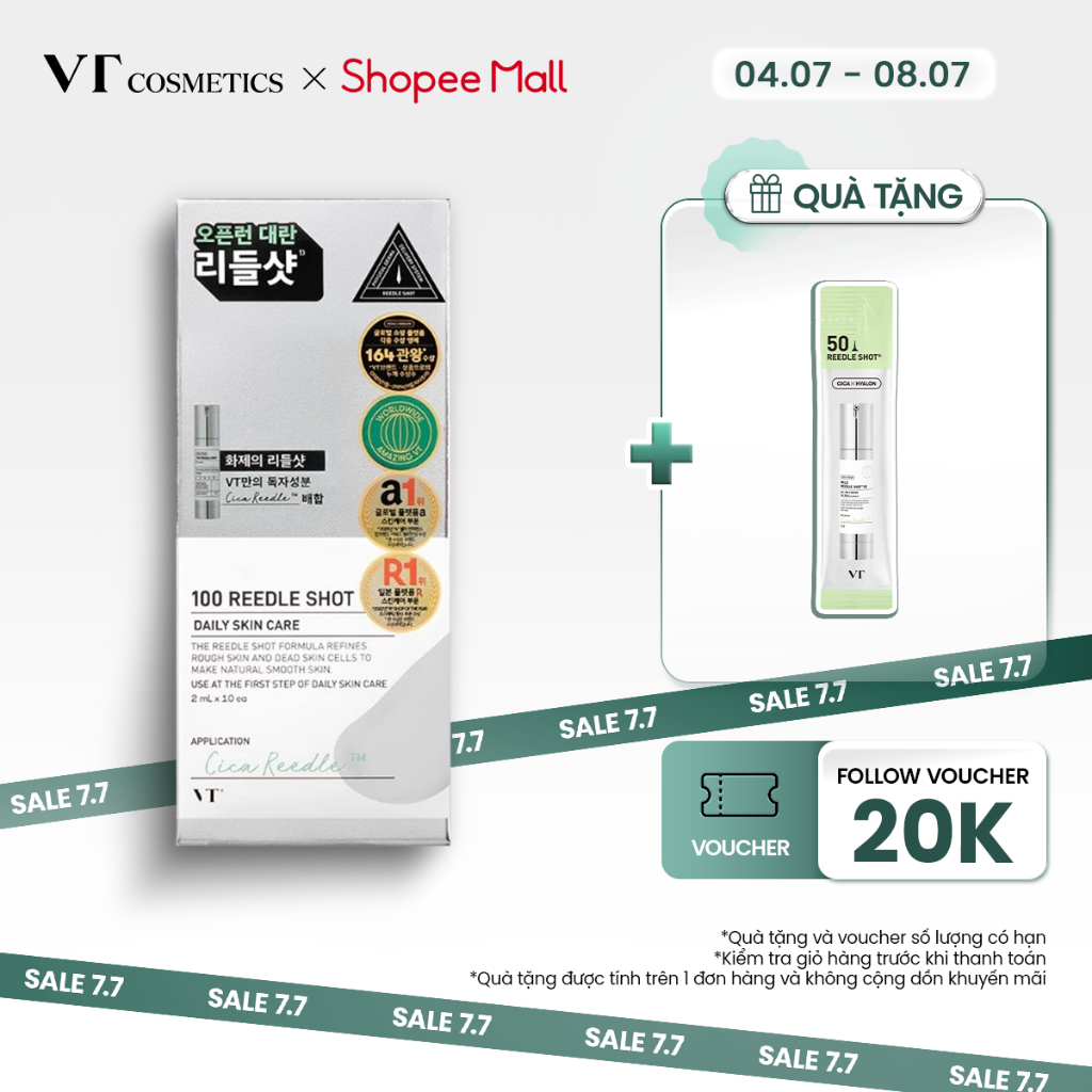[VT Cosmetics] Hộp 10 gói tinh chất vi kim VT REEDLE SHOT STICK POUCH ...
