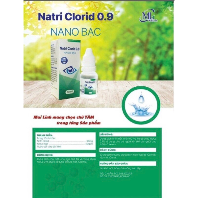 NƯỚC MUỐI NHỎ MẮT NATRI CLORID 0,9% NANO BẠC (1 set gồm 5 lọ 10ml ...