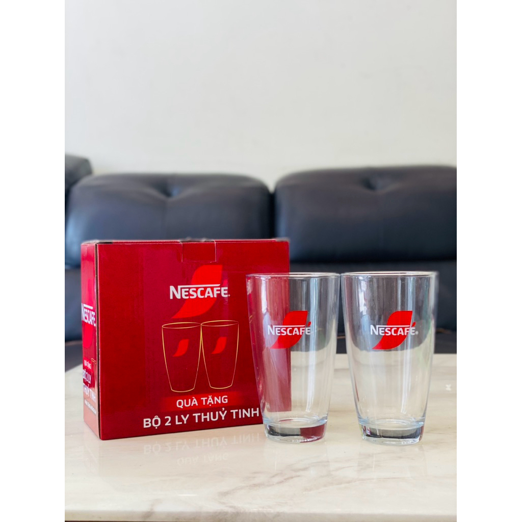 Bộ 2 ly thuỷ tính 350ml ( hàng km nescafe) | Shopee Việt Nam