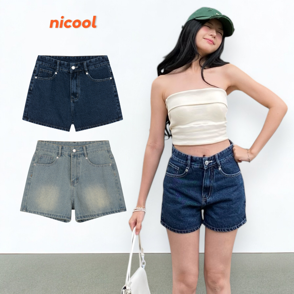 Quần Short Nữ Jean NICOOL Form Ngắn Quần Đùi Nữ Túi Thêu Lưng Cao Tôn ...