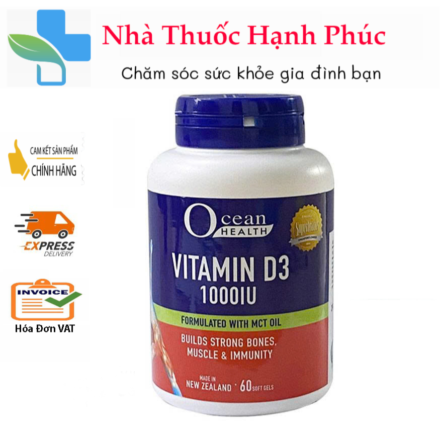 Ocean Health Vitamin D3 1000IU hỗ trợ tăng cường hấp thu canxi ...