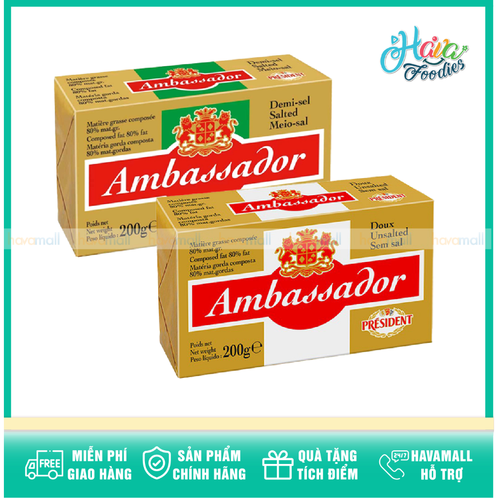 Bơ 80% Béo Ambassador 200g (Mặn / Lạt) – AMBASSADOR Butter 200g (Date ...