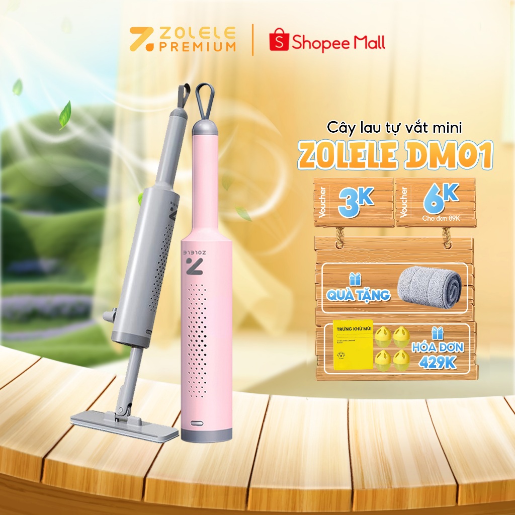 Cây lau mini tự vắt ZOLELE lau kính, lau bàn nhỏ gọn cầm tay tháo rời ...