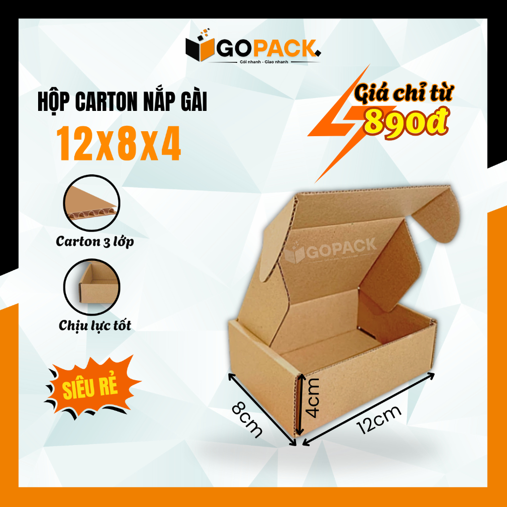 [Combo 10] Hộp nắp gài 12x8x4 hộp giấy carton nắp gài đóng hàng đựng ...