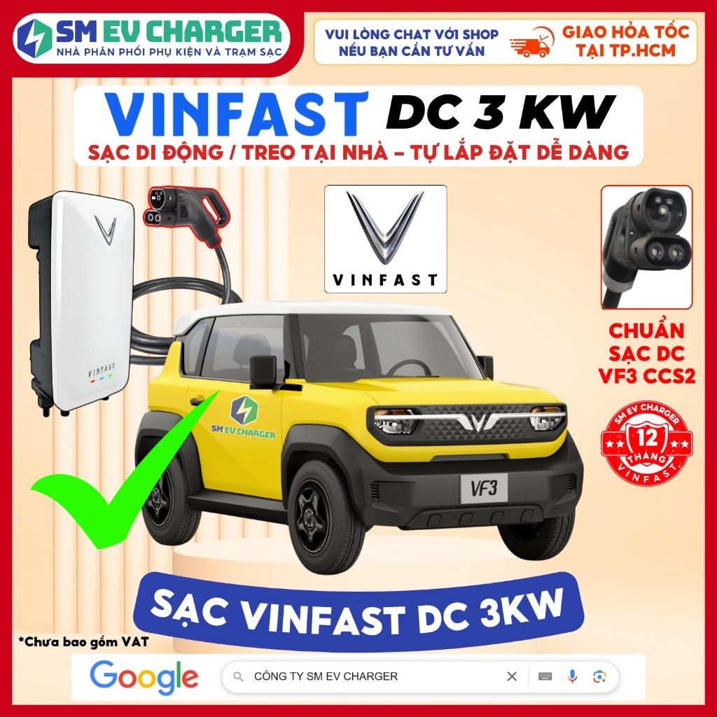 Sạc xe điện VF3 DC 3KW Sạc DC di động choVinfast VFe34 VF5 VF6 VF7 VF8 VF9 Minio HERIO NERIO ...