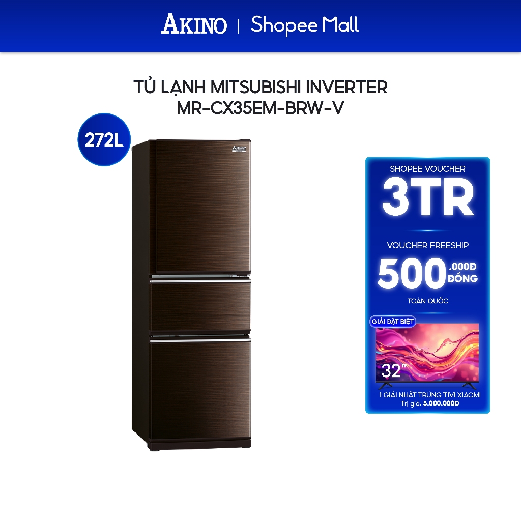 Tủ lạnh Mitsubishi Electric Inverter 272 lít MR-CX35EM-BRWV - Hàng Chính Hãng | Shopee Việt Nam