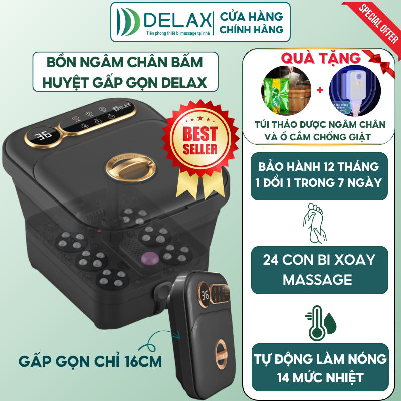 Bồn Ngâm Chân Massage DELAX Gấp Gọn, Mát Xa Bấm Huyệt Kèm 24 Con Lăn ...