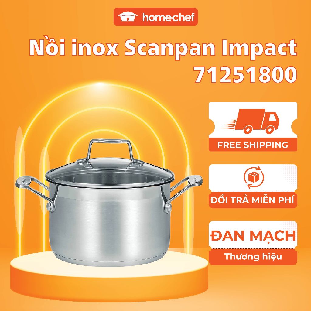 Nồi inox cao cấp 304 Scanpan Impact 18cm-2L 71251800, dùng bếp từ, máy ...