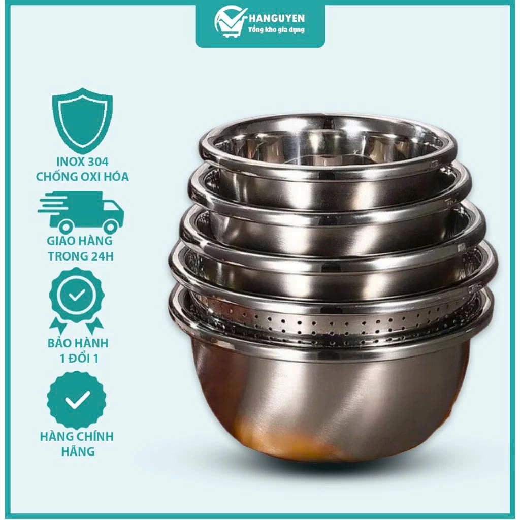 Bộ Thau INOX Combo 5 Thau Inox 304, Thau Đựng Rau Bếp Đa Năng | Shopee ...