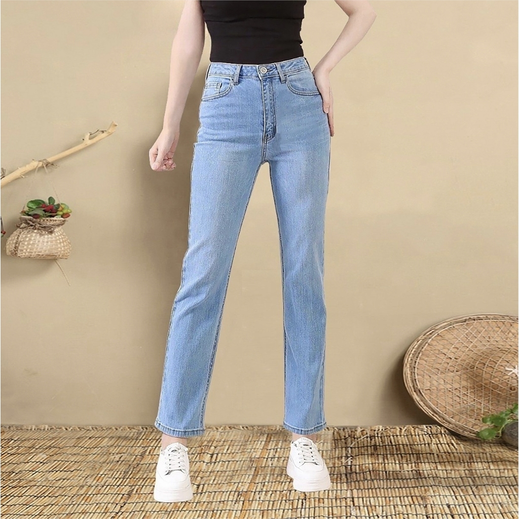 Quần Jean Nữ Ống Đứng Không Ôm Torinro - TT39. Lưng Cao Ngang Rốn, Ống Rộng 19-20cm. Size Từ 42 ...