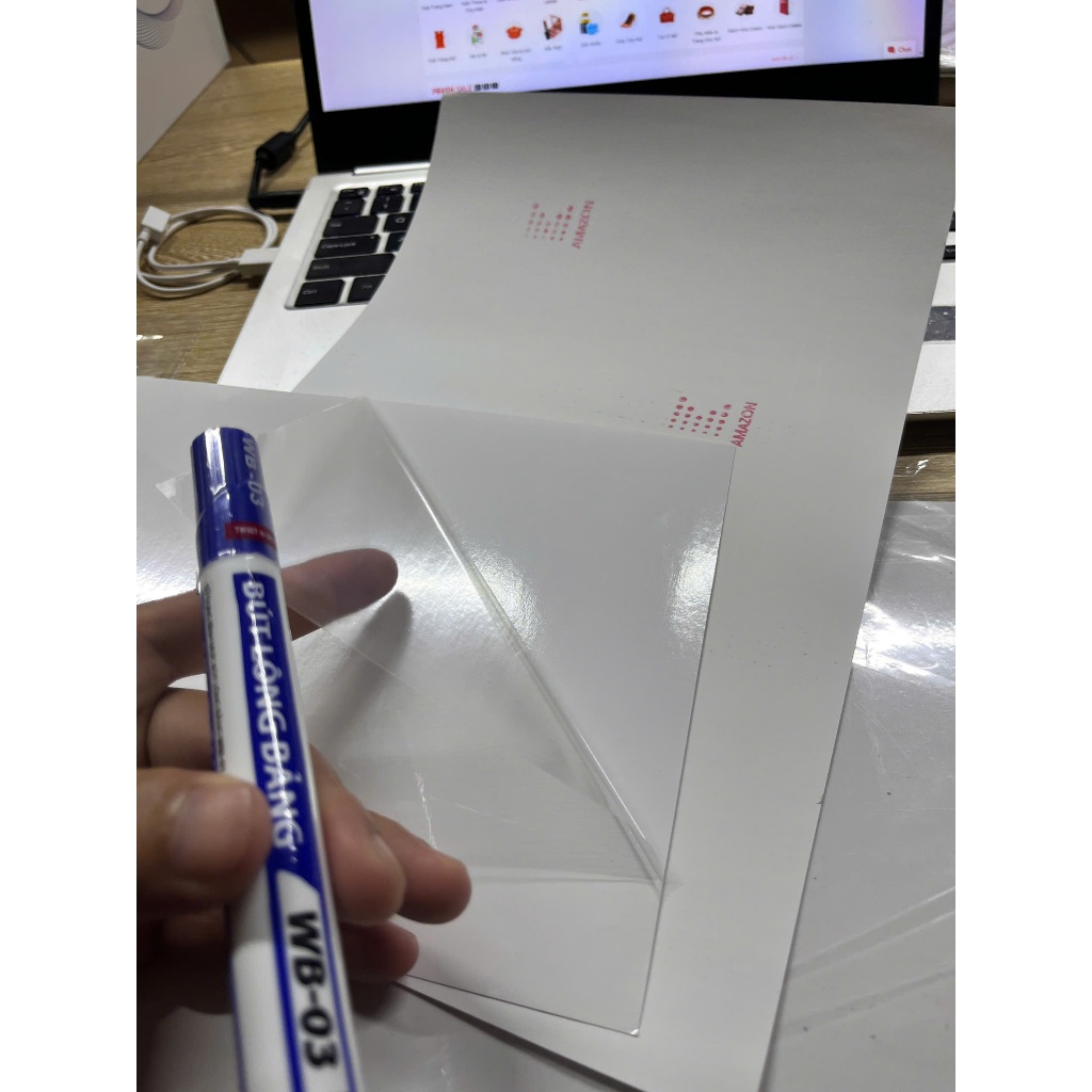 (100 tờ/xấp) Decal nhựa Trong Suốt kt A4, A3, A3+.. dùng in nhanh máy ...