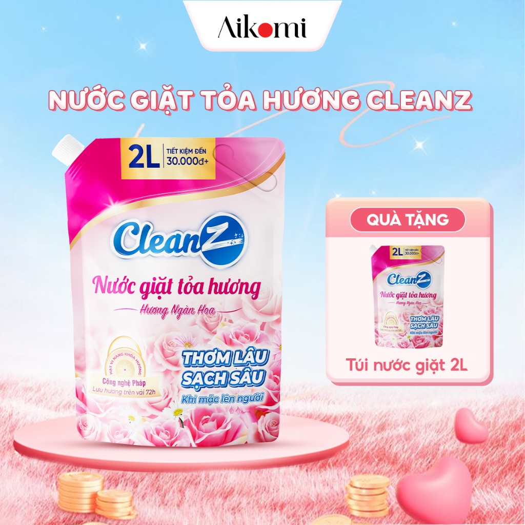 Nước giặt xả tỏa hương CleanZ đánh bay vết bẩn, hương thơm nhẹ nhàng 2L ...