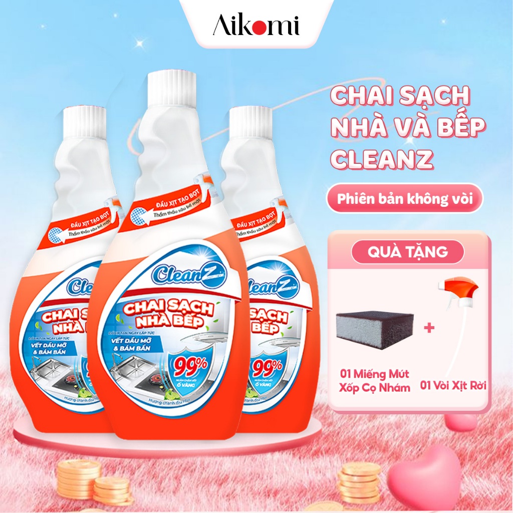Chai Sạch Nhà Và Bếp Cleanz Làm Sạch Dầu Mỡ, Vết Ố Vàng, Thơm Mùi Chanh Dịu Nhẹ Dung Tích 450ml ...