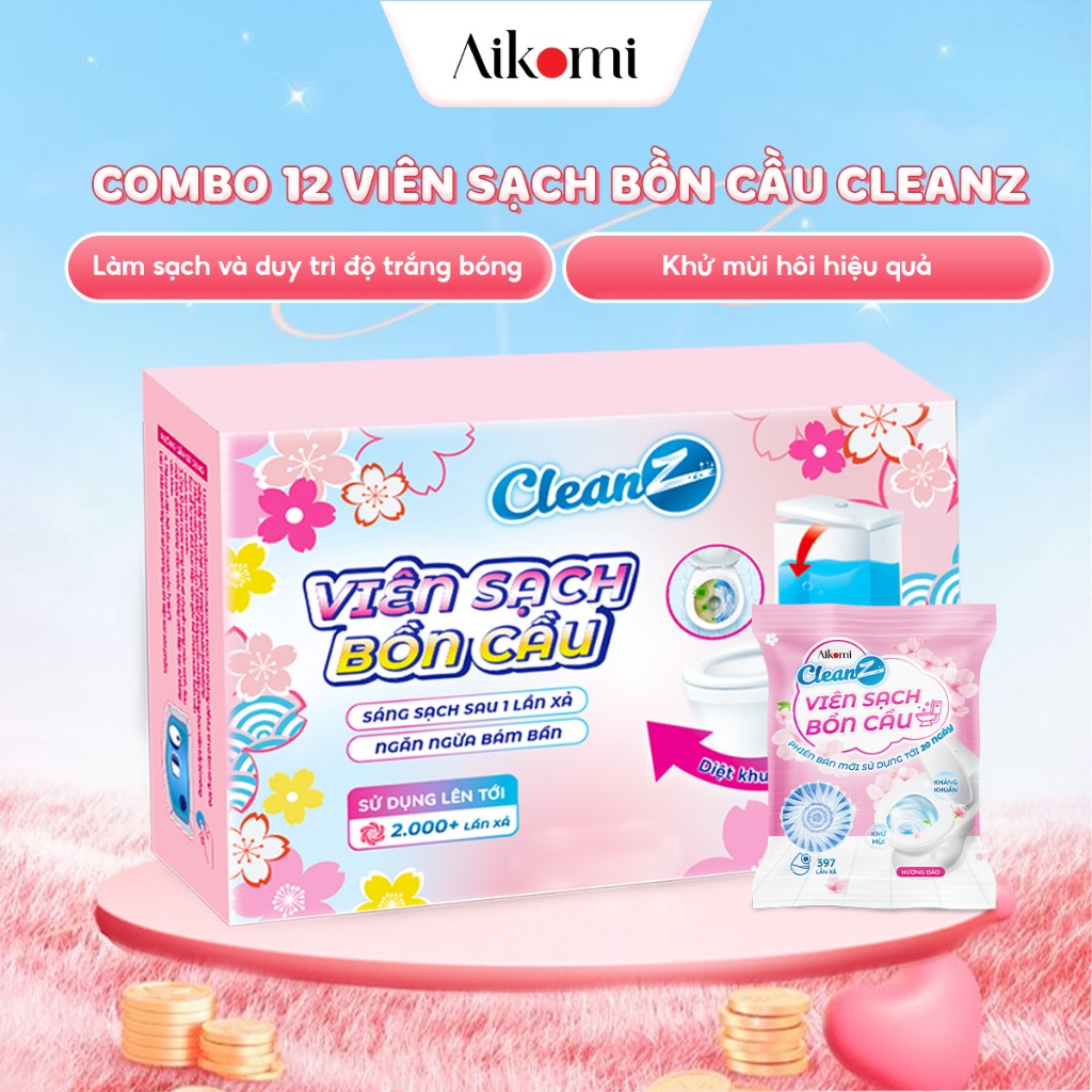 Combo 12 Viên sạch bồn cầu CleanZ chai thả bồn cầu sạch khuẩn tẩy sạch ...
