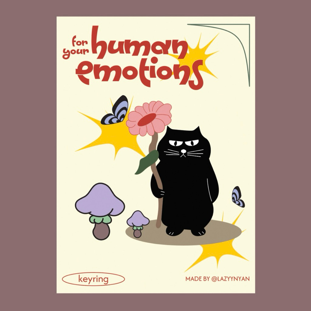Human Emotions Keyring | Móc khoá mèo đen tặng hoa trang trí DIY hoặc ...
