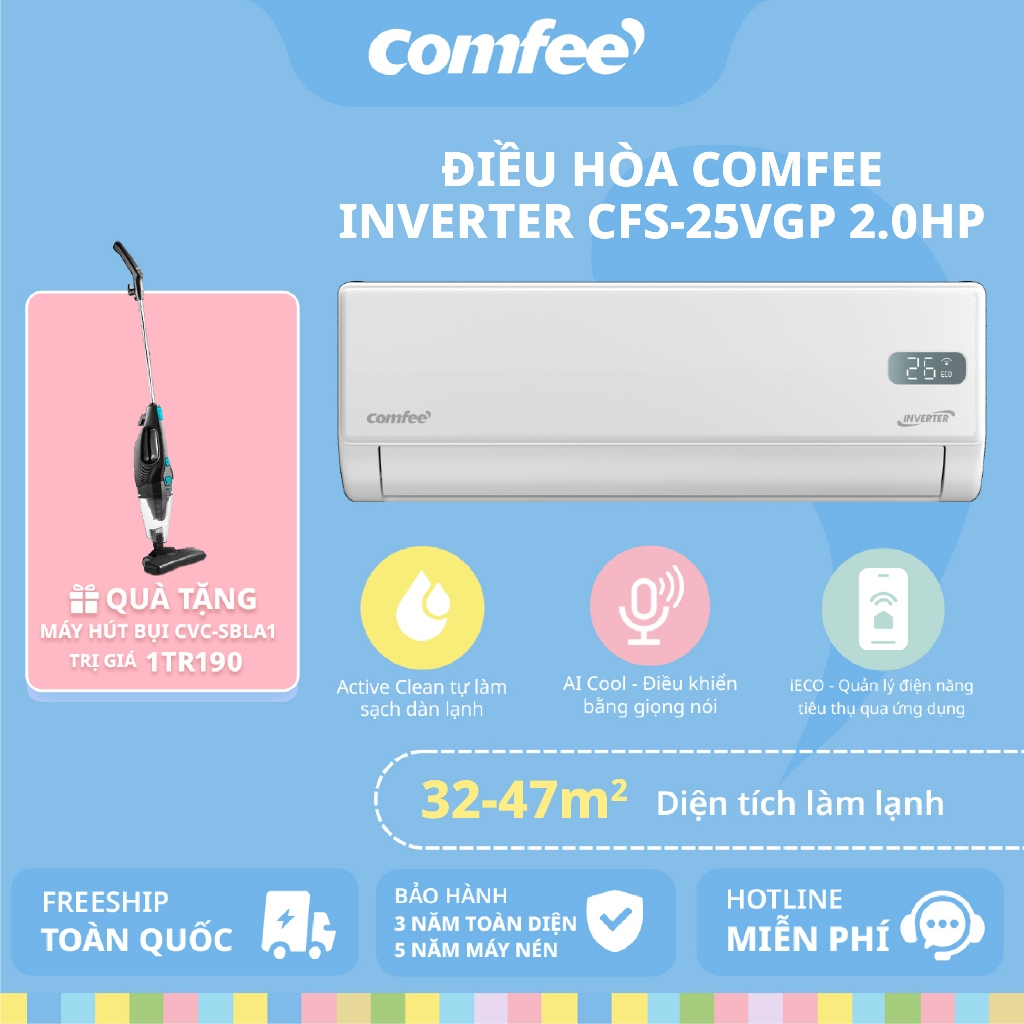 [MIỄN PHÍ GIAO LẮP 0Đ] Máy lạnh Comfee Inverter 2.5HP CFS-25VGP, Chính hãng, Bảo hành 36 tháng ...