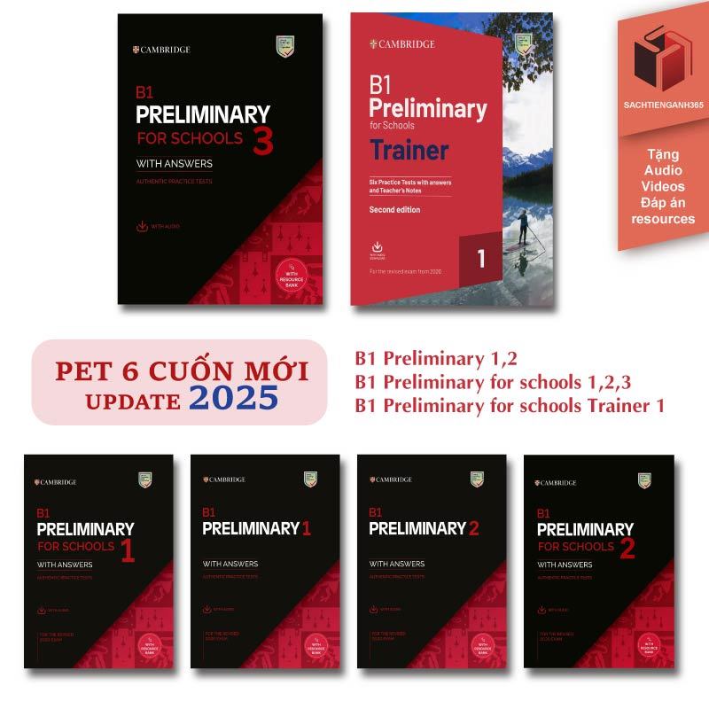 Sách - 6 cuốn in Luyện PET 2020 - B1 Preliminary 1,2, B1 for Schools 1 ...