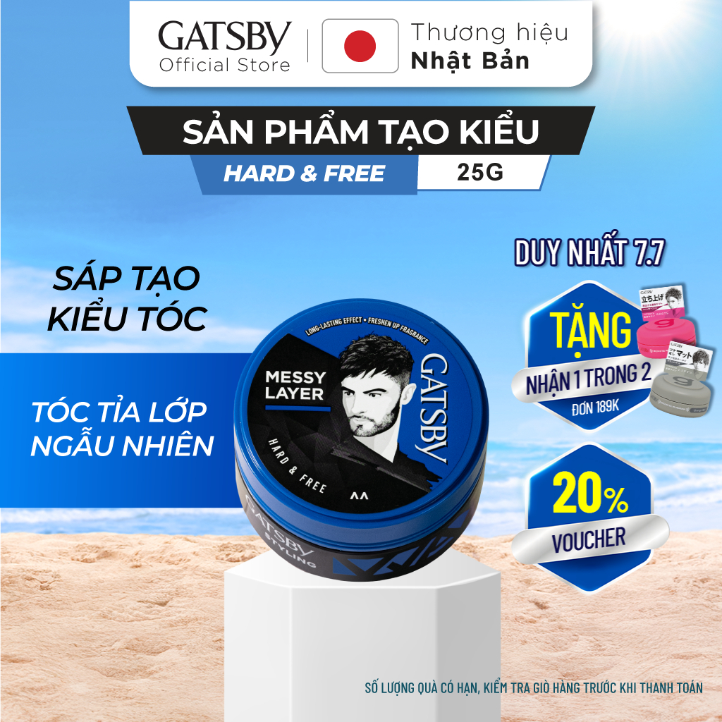 Sáp vuốt tóc GATSBY Styling Wax Hard & Free A, tạo kiểu tóc tỉa lớp ...