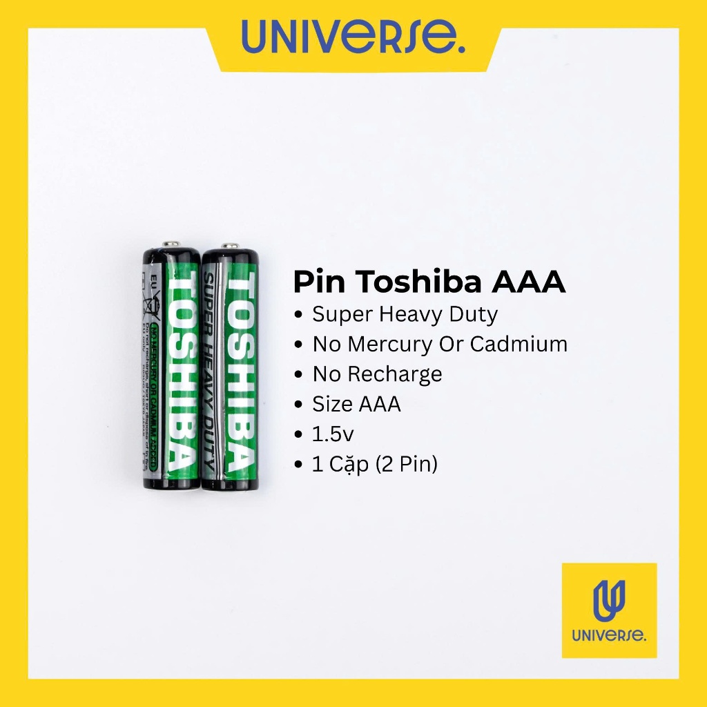 1 Cặp (2 Pin AAA) Viên Pin 3A Toshiba gắn Remote Tivi, Máy Lạnh, Bàn ...