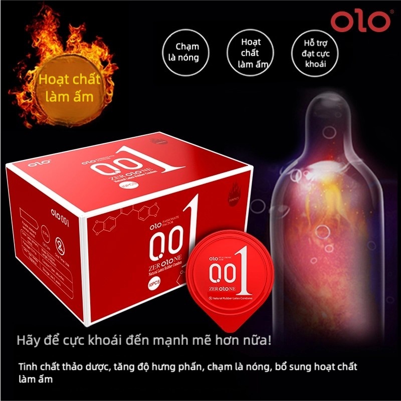 [CHÍNH HÃNG] Bao Cao Su OLO 001 Siêu Mỏng 0.01mm Hộp 10 Cái – Truyền Nhiệt, Nóng Lạnh, Kéo Dài ...