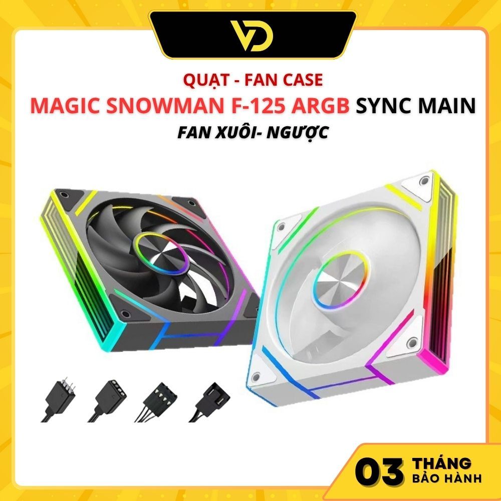 Quạt Fan case 12cm Magic SnowMan F-125 ARGB Xuôi / Ngược Sync Main Led ở giữa | Shopee Việt Nam