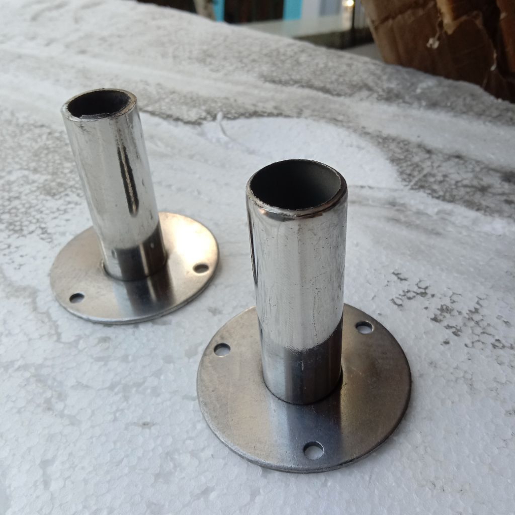 Bộ 2 bass inox xỏ ống bắt 2 vách tường song song,2 bên tủ treo đồ,xỏ ...