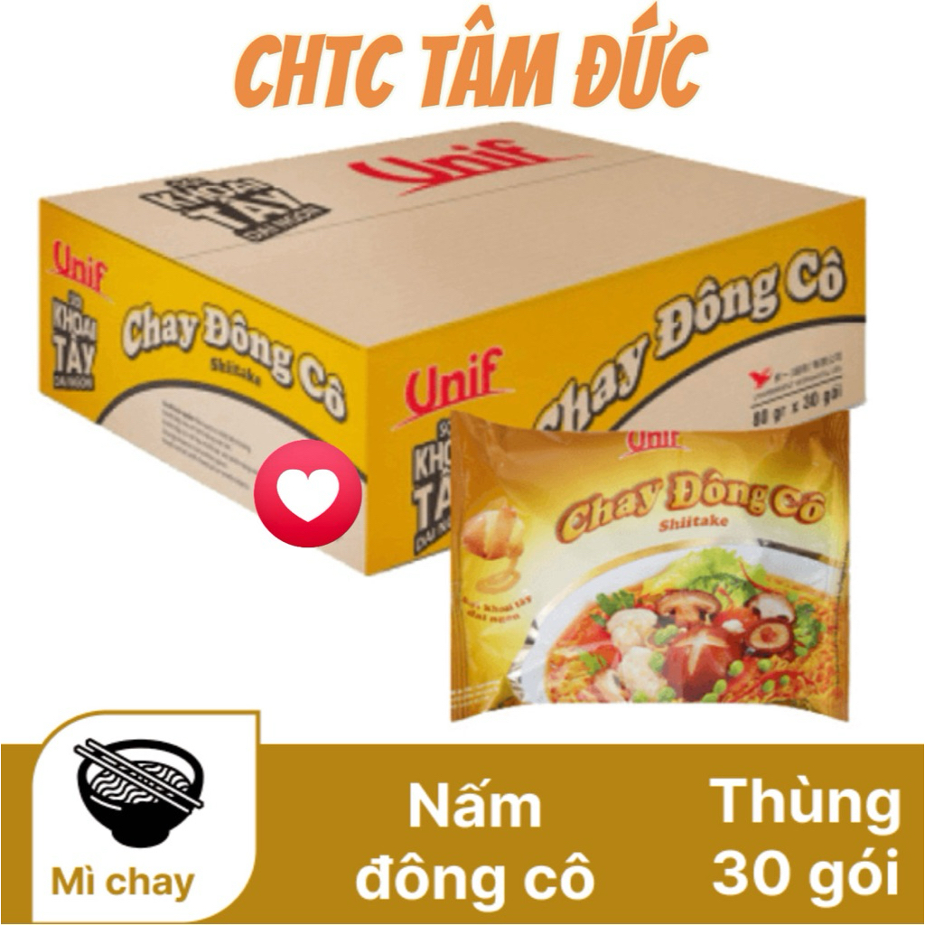 Thùng 30 gói Mì chay Unif nấm đông cô gói 80g | Shopee Việt Nam