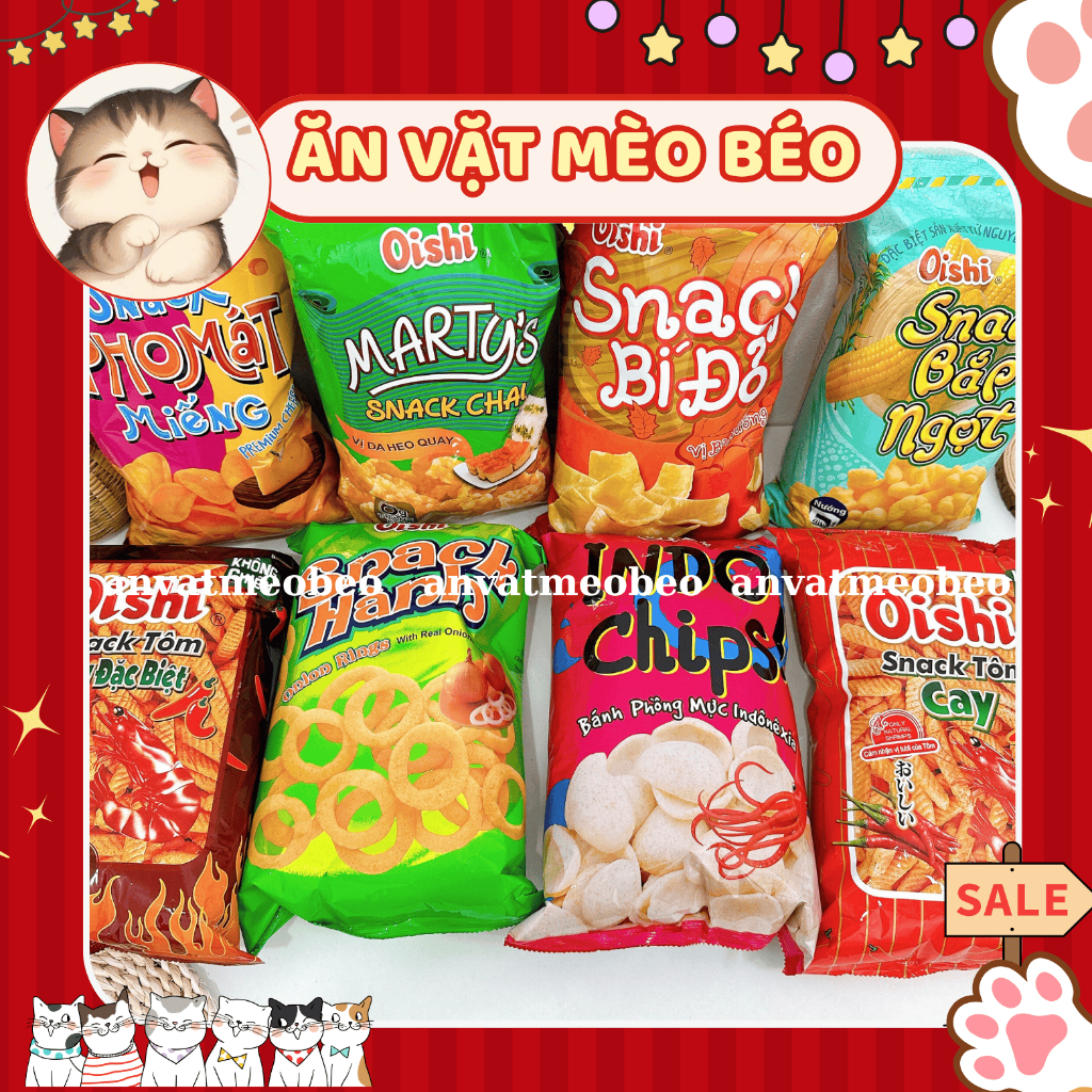 (GÓI SIÊU TO KHỔNG LỒ 110G ) Bim bim Oishi đủ 8 vị hàng chính hãng, đồ ...