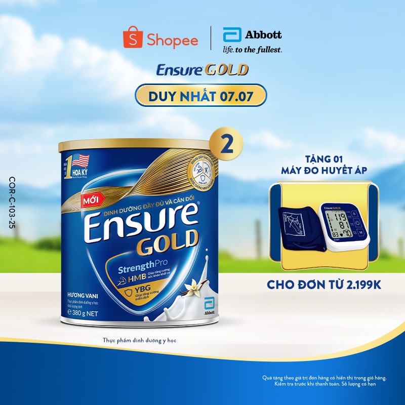 Combo 2 Lon Sữa bột Ensure Gold Abbott hương vani 380g/ 400g | Shopee Việt Nam
