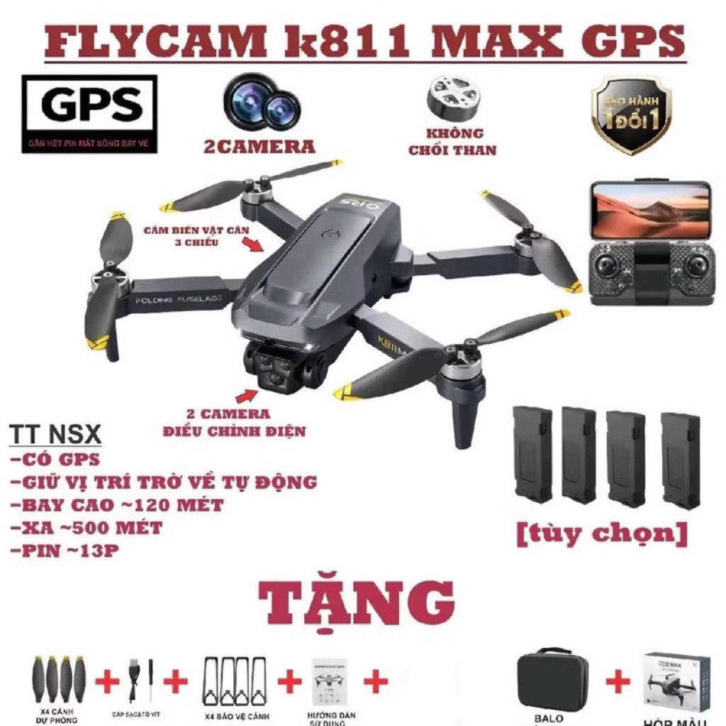 [Bản 2025] Flycam K811 Max có Gps mất sóng hết pin tự quay về,động cơ không chổi than | Shopee ...