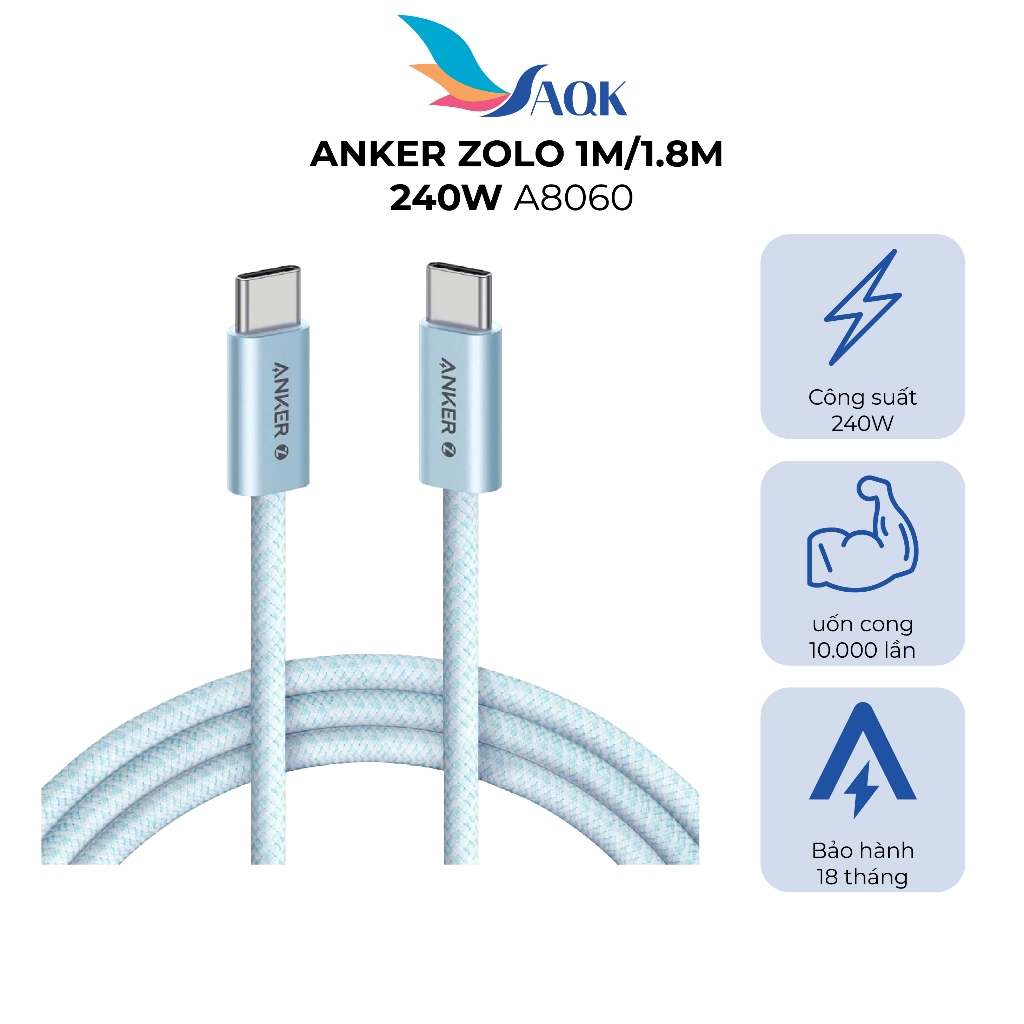 Cáp USB Type-C to Type-C Anker Zolo 1m/1.8m 240W A8060 - Hàng chính hãng | Shopee Việt Nam