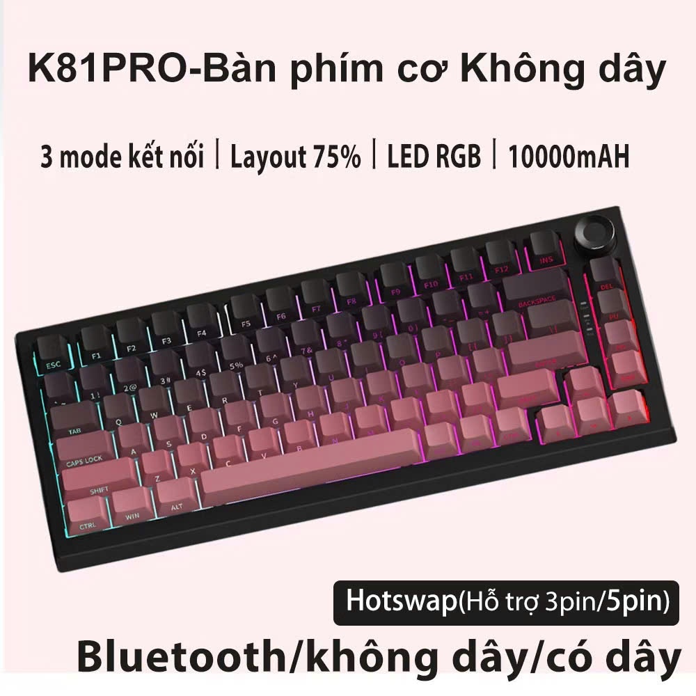 Bàn Phím Cơ Chơi Game Không Dây K81 Pro - 3 Mode Kết Nối - Mạch Xuôi ...