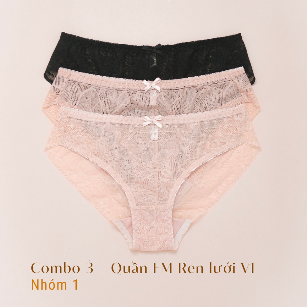 (HÀNG MỚI) Combo 3 & 5 Quần Lót Nữ LAMLUY Full Mông Ren Lưới V1 Mỏng ...