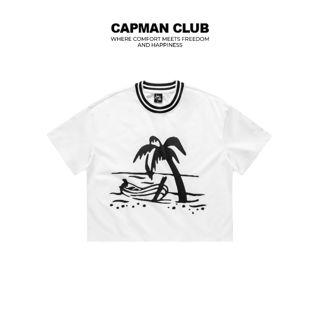 [SALE ĐẠI LỄ 2/9] Áo thun nam form Boxy tay ngắn SUNNY màu trắng CAPMAN CLUB, phom rộng trẻ ...