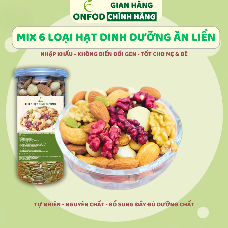 Hạt dinh dưỡng sấy chín ăn liền mix 6 loại ONFOD óc chó đỏ hạt điều macca hạnh nhân bí | Shopee ...