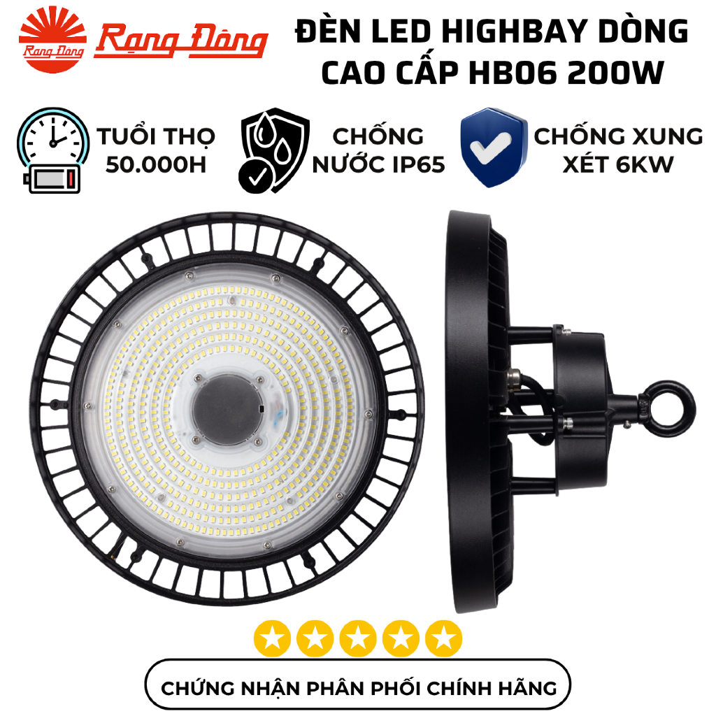 Đèn LED Highbay Rạng Đông dòng cao cấp HB06 200W Ánh sáng trắng 6500K ...