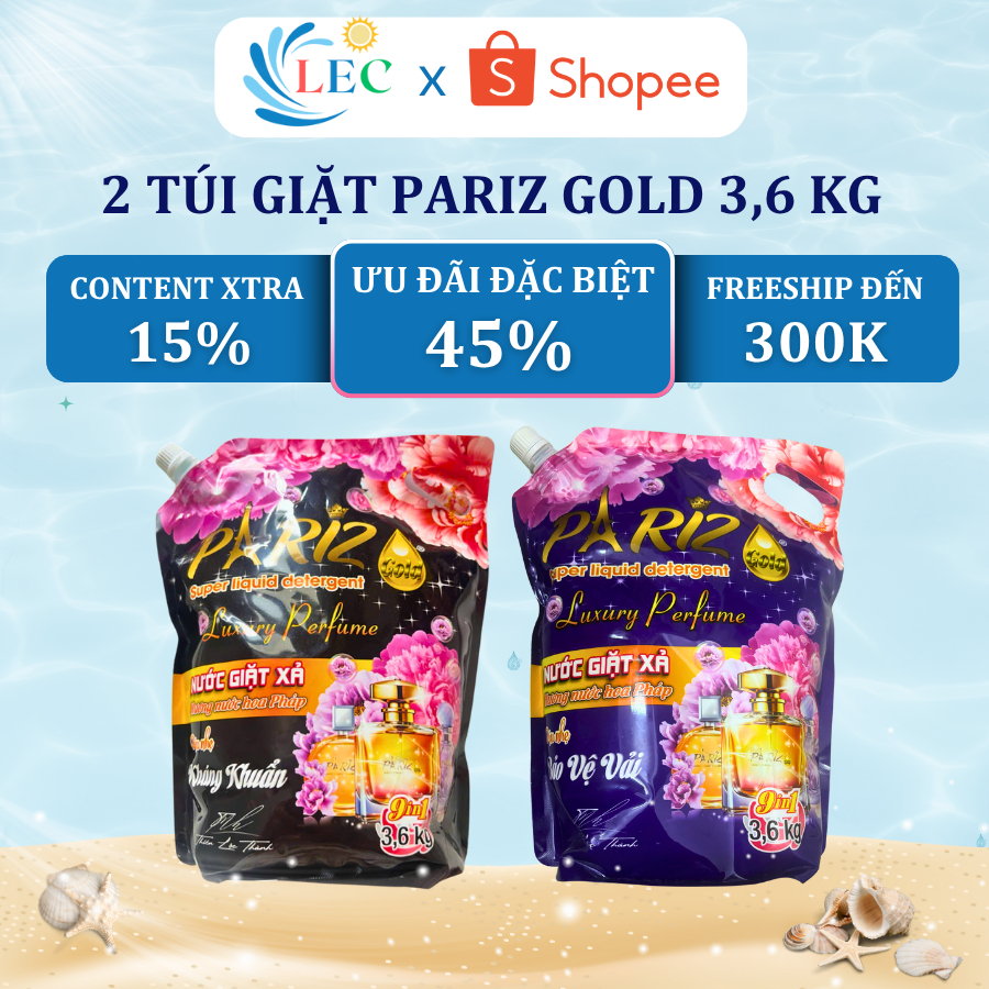 Combo 2 Túi Nước Giặt PARIS (Pariz Gold) Đậm Đặc 3,6kg/Túi - Hương Nước Hoa Pháp | Shopee Việt Nam
