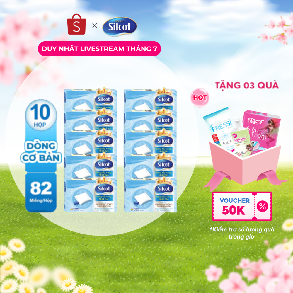 [KOL] Bộ 10 hộp Bông trang điểm (bông tẩy trang) Silcot 82 miếng/hộp ...