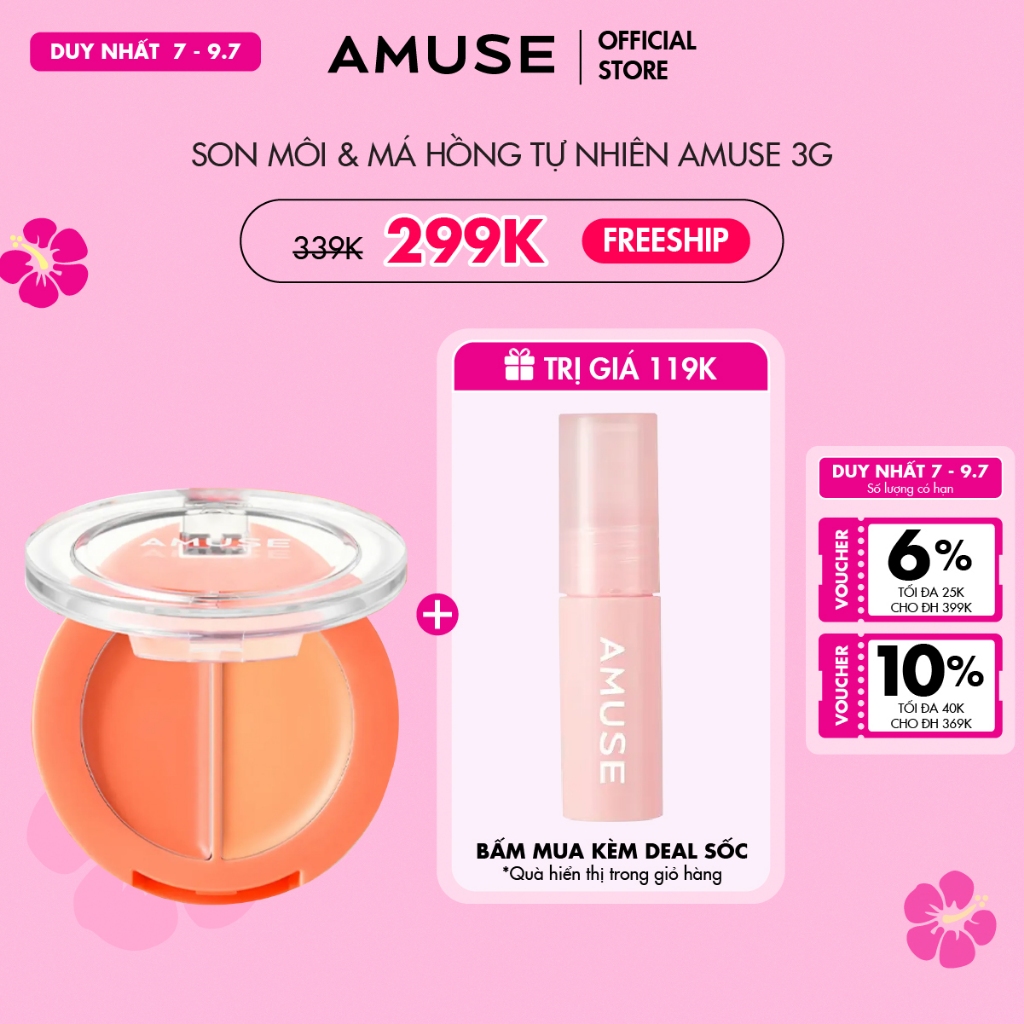 [DUY NHẤT 7-9.7] [NEW] Son Môi & Má Hồng Amuse Lip & Cheek Healthy Balm 3g | Shopee Việt Nam