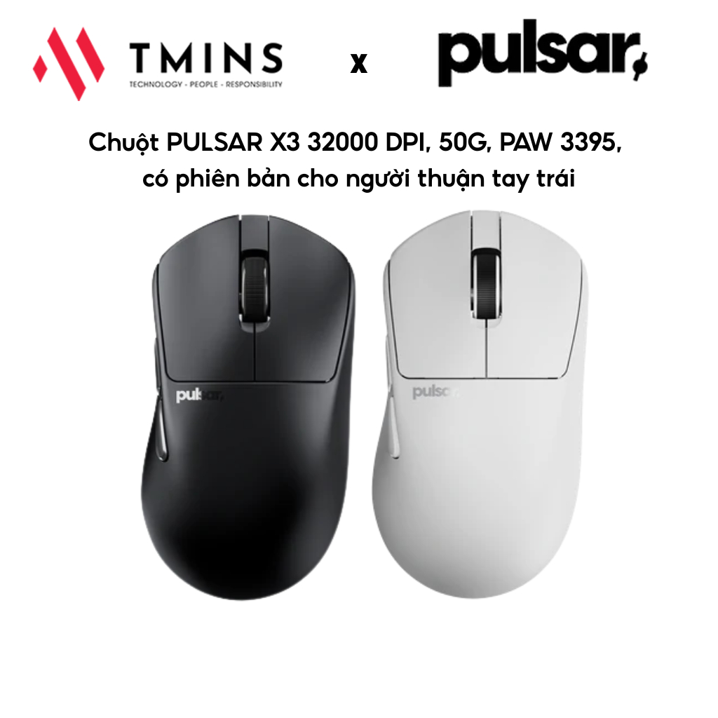 Chuột PULSAR X3 32000 DPI, 50G, PAW 3395, có phiên bản cho người thuận ...