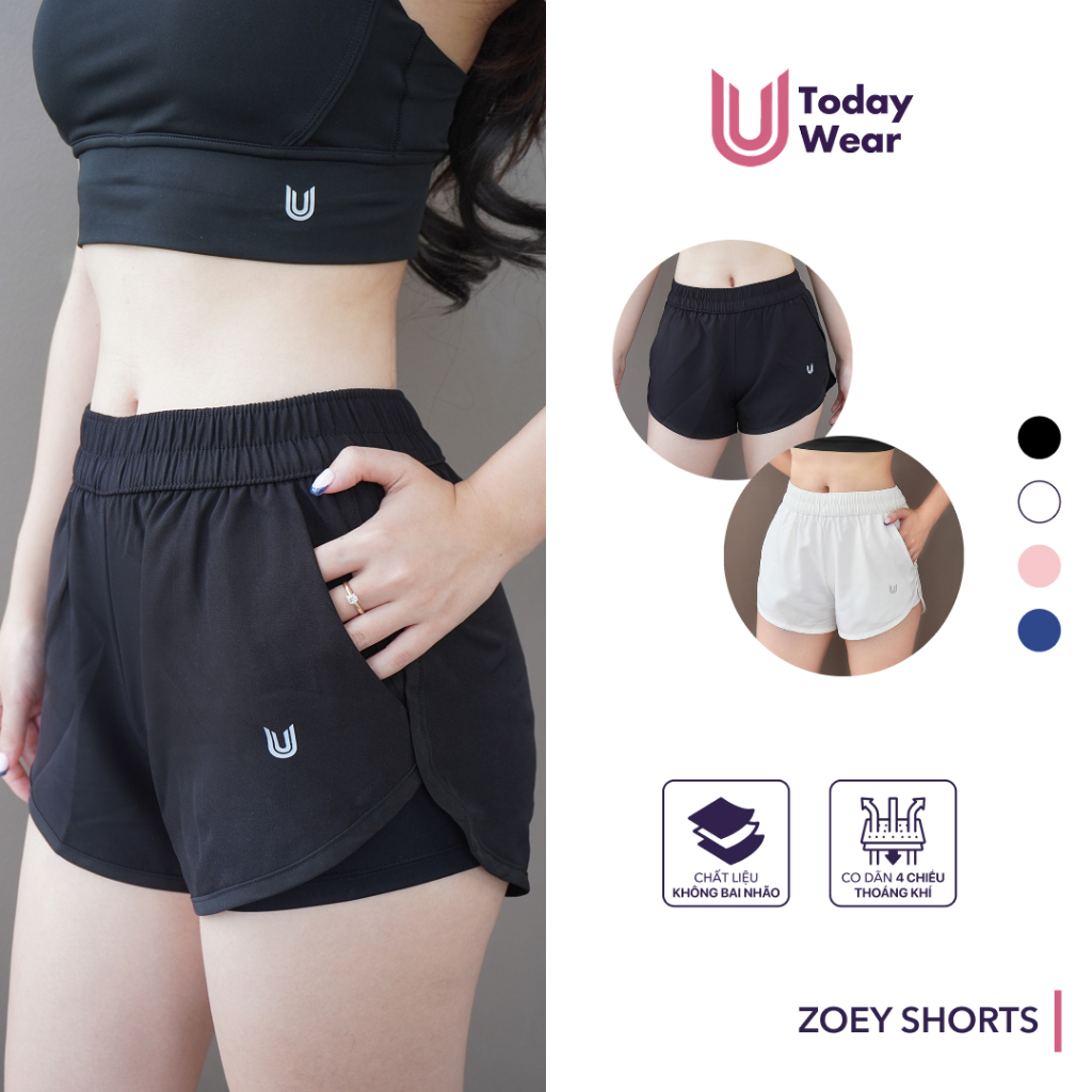 Quần đùi thể thao nữ Zoey Short Today U Wear vải gió 2 lớp bên trong ...