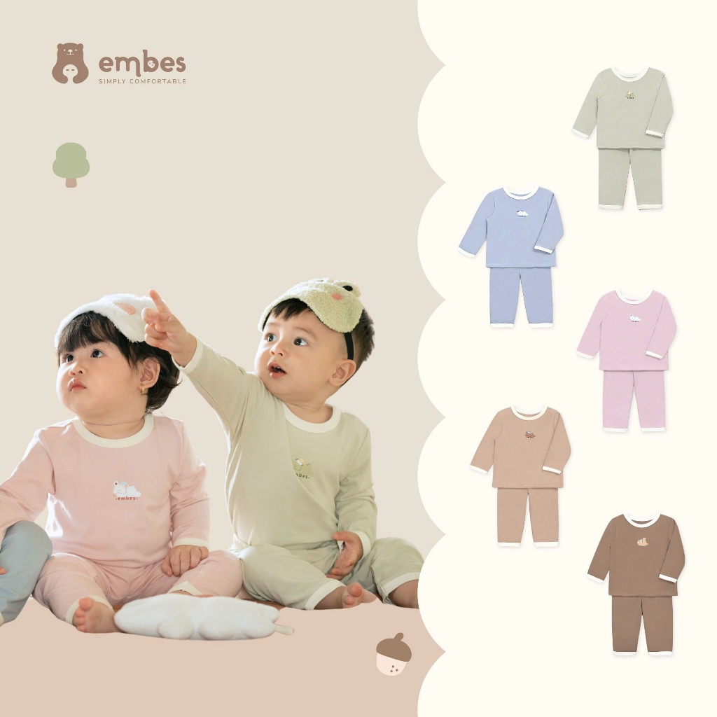 Bộ Dài Tay Cho Bé Trai Bé Gái Embes, Đồ Bộ Hè Dài Tay Chất Thun Cotton Mềm Mát Cho Bé Size 8kg ...