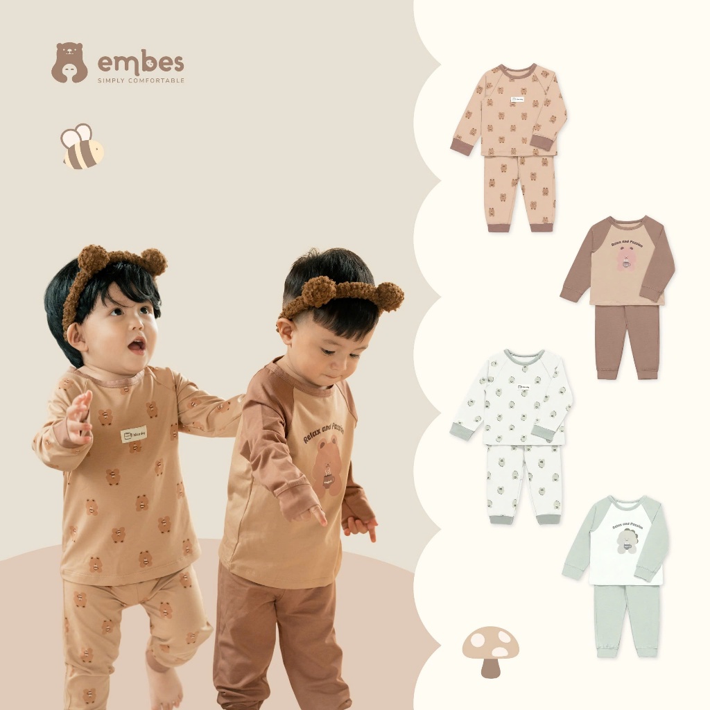 Bộ Dài Tay Thun Lạnh Embes, Đồ Bộ Dài Tay In Hình Chất Thun Lạnh Mềm ...