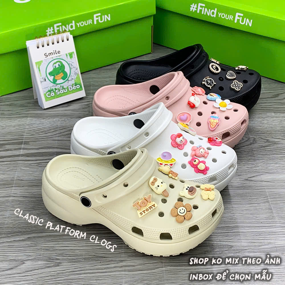 Dép sục classic platform unisex đế cao 4.5cm tặng kèm 12 stickers độ ...