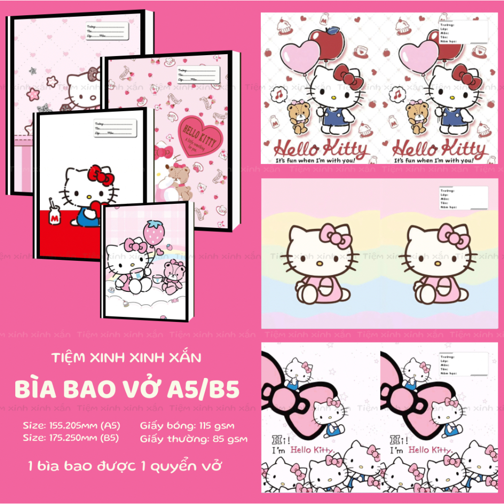 Giấy Bao Tập, Bao Vở, Bao Vở Sinh Viên hình in Hello Kitty hồng dễ ...