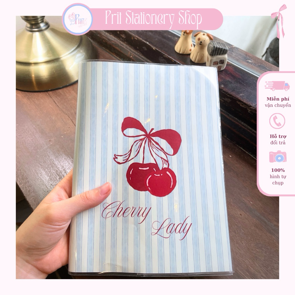 Giấy bao tập học sinh coquette xanh pastel/ giấy bọc vở hoạ tiết nơ dễ ...