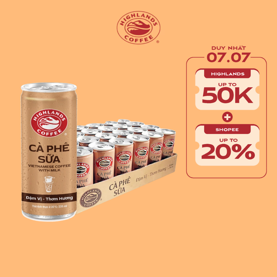 Thùng 24 Lon Cà Phê Sữa Highlands Coffee 235ml | Shopee Việt Nam