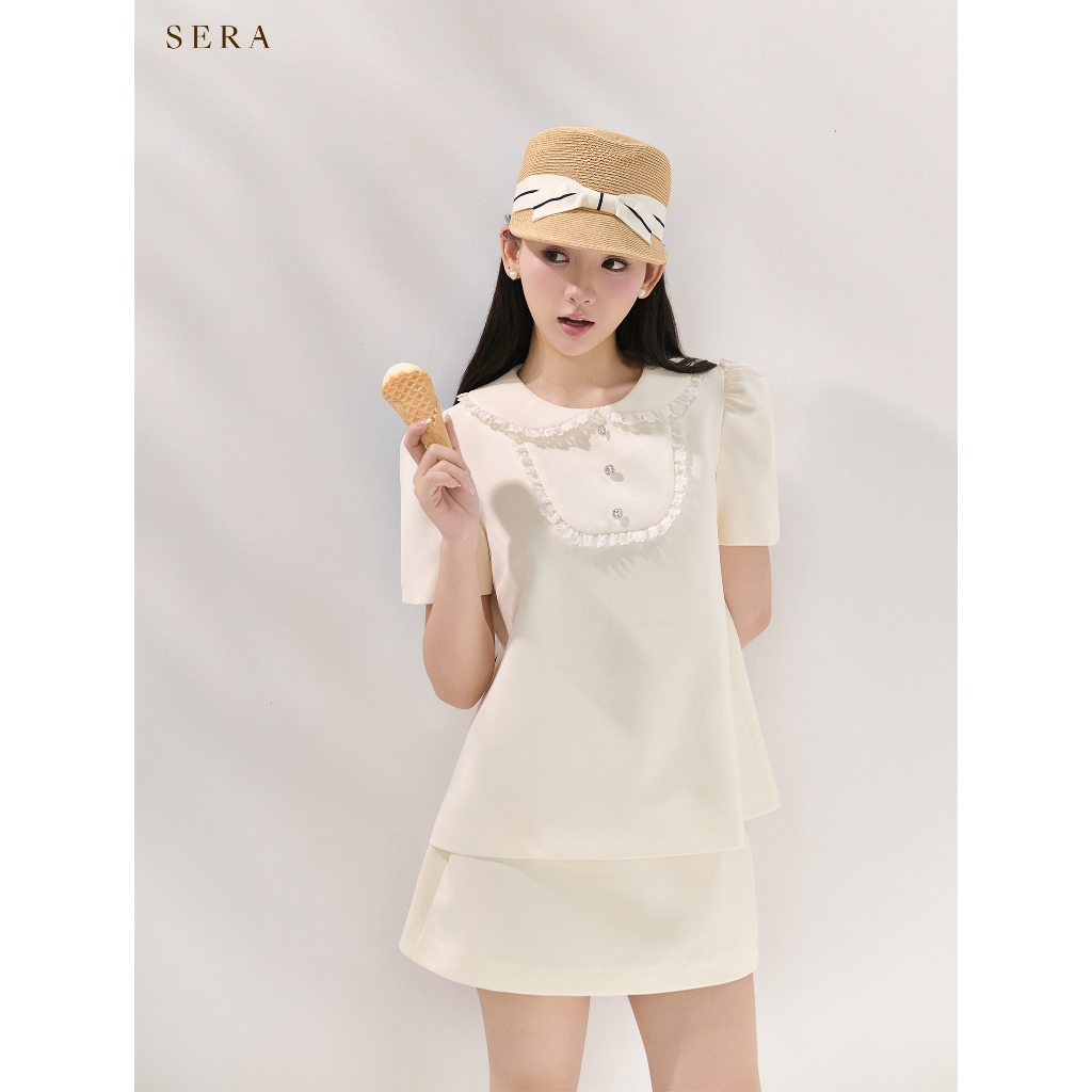 SERA - Set áo cổ sen phối ren và chân váy chữ a Selina (TÁCH SET ...