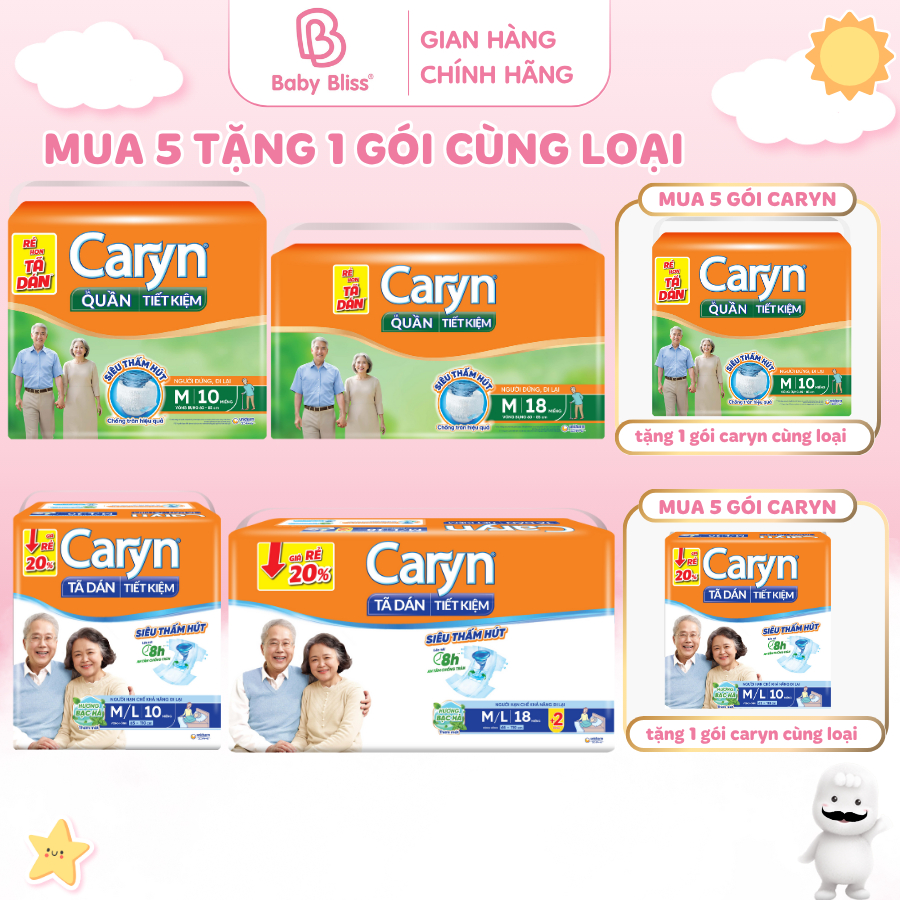 [COMBO 5 TẶNG 1] Tã quần người lớn Caryn ngày và đêm chính hãng M10/L10 ...