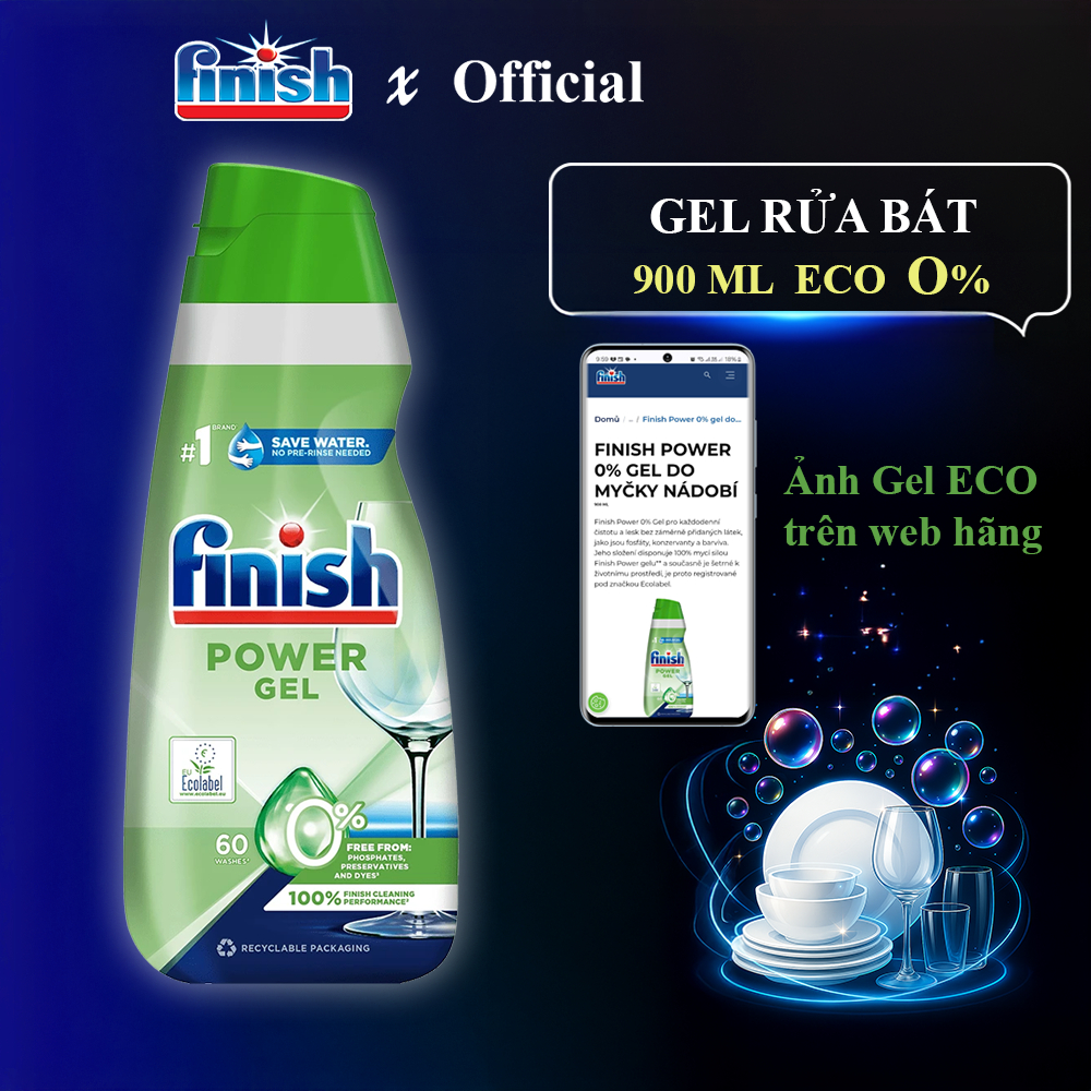 Gel Finish Hữu Cơ Cho Máy Rửa Chén Bát - Finish Gel Eco 0% 900ml Không ...